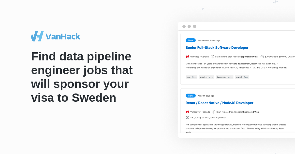 Data pipeline engineer jobs in Sweden - VanHack